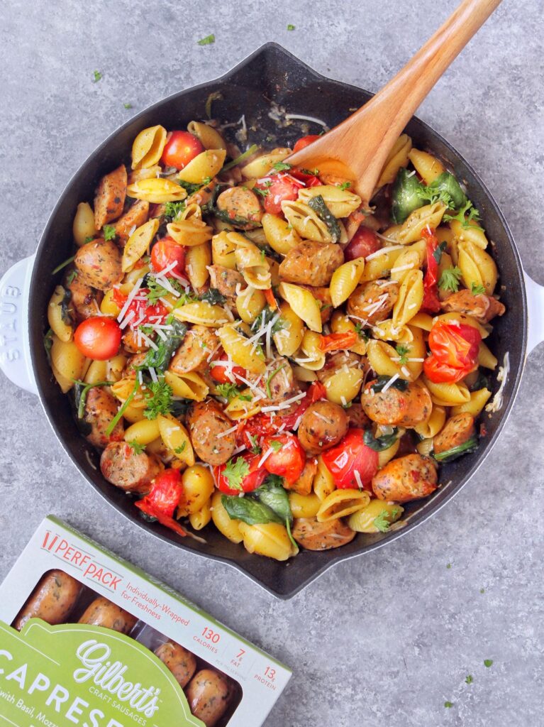 One-Pan Caprese Sausage Pasta - Gilbert's Craft Sausages