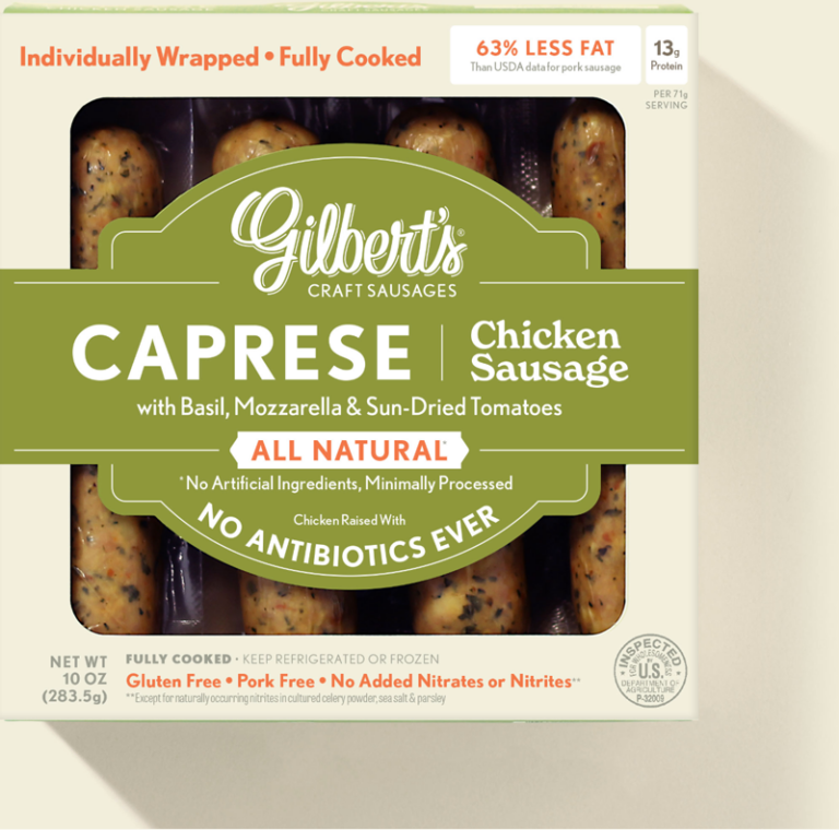 Caprese Chicken Sausage - Gilbert's Craft Sausages
