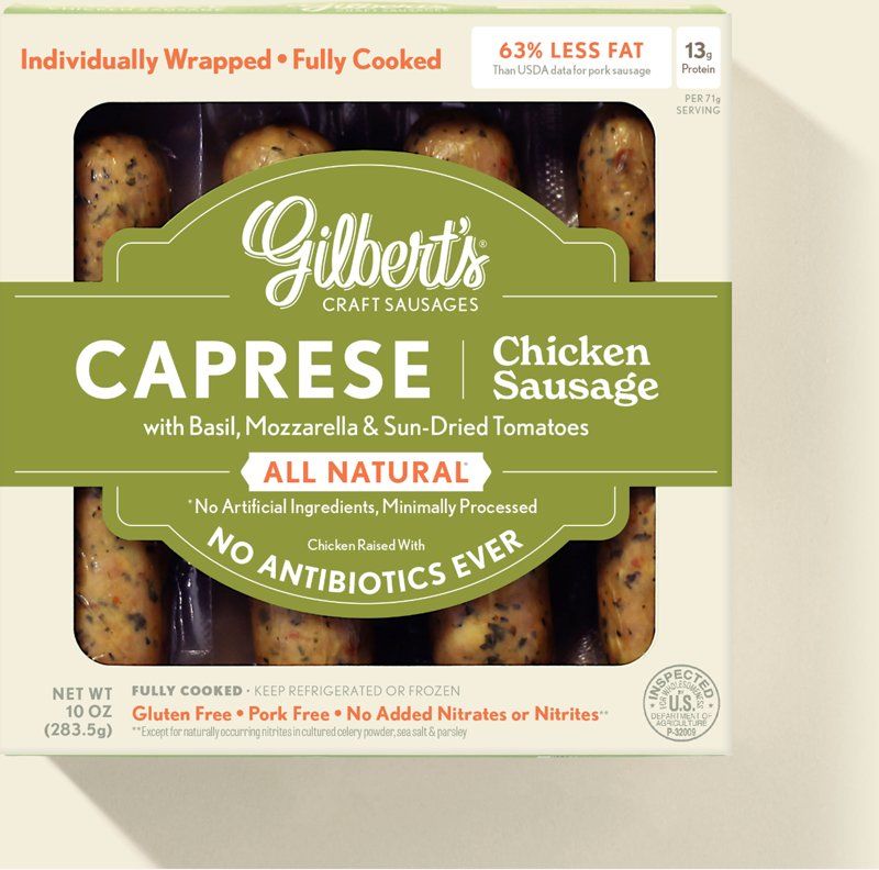 Caprese Chicken Sausage - Gilbert's Craft Sausages